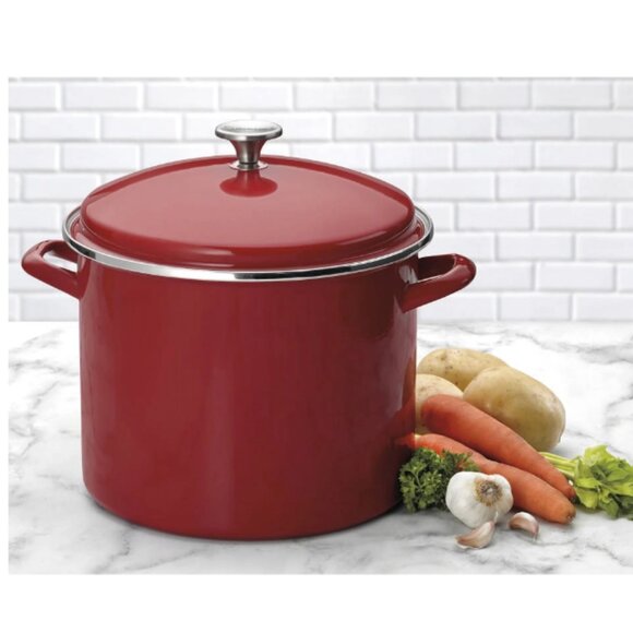 Cuisinart | Kitchen | Enamel On Steel 2 Quart Stockpot With Cover Red ...